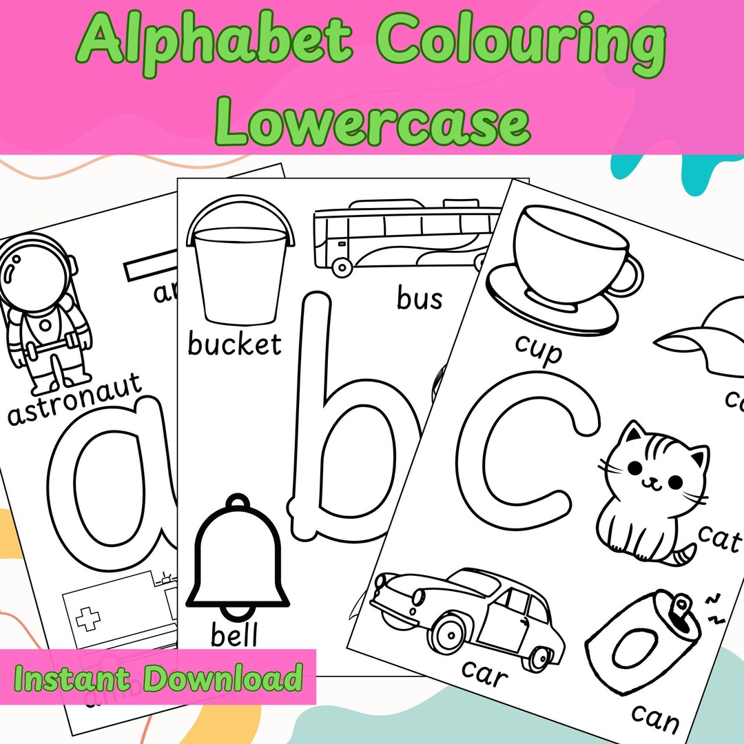 Alphabet Colouring - Lowercase A4 - Etsy