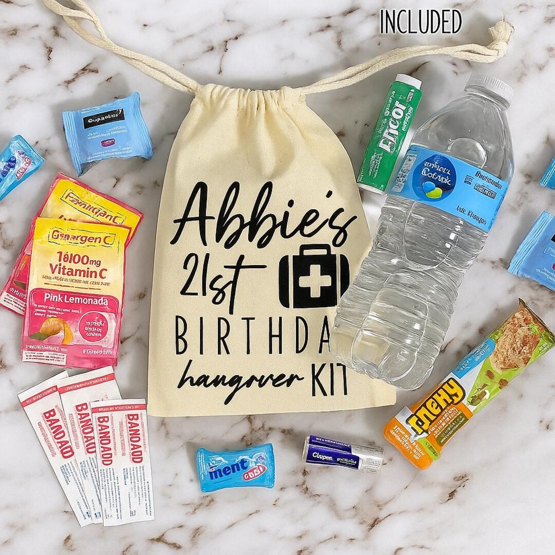 Personalized Hangover Kit Bag – Custom Name Birthday Party Favor, 21st ...