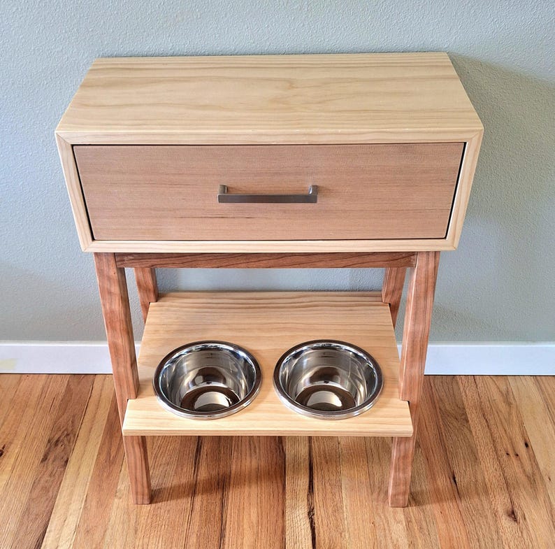 Dog Feeding Station With Food Storage Drawer/ Pet Feeder - Natural - Etsy
