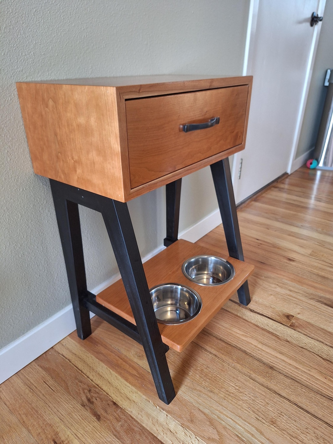 Dog Feeding Station With Food Storage Drawer/ Pet Feeder - Natural ...