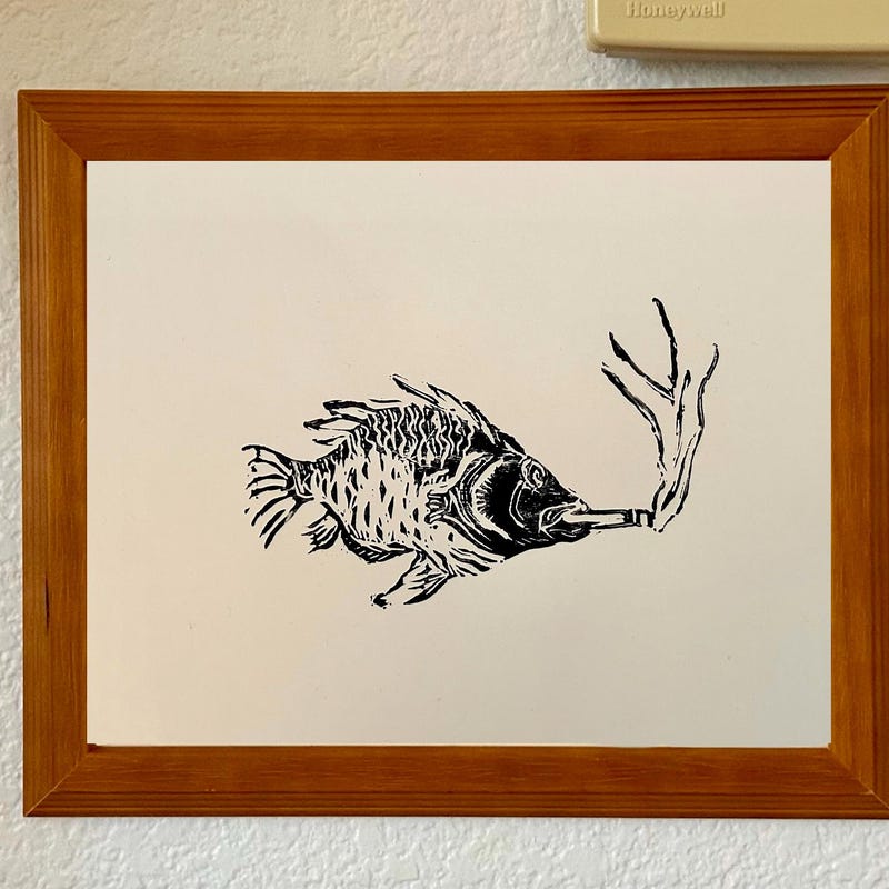 Fish Linocut - Etsy