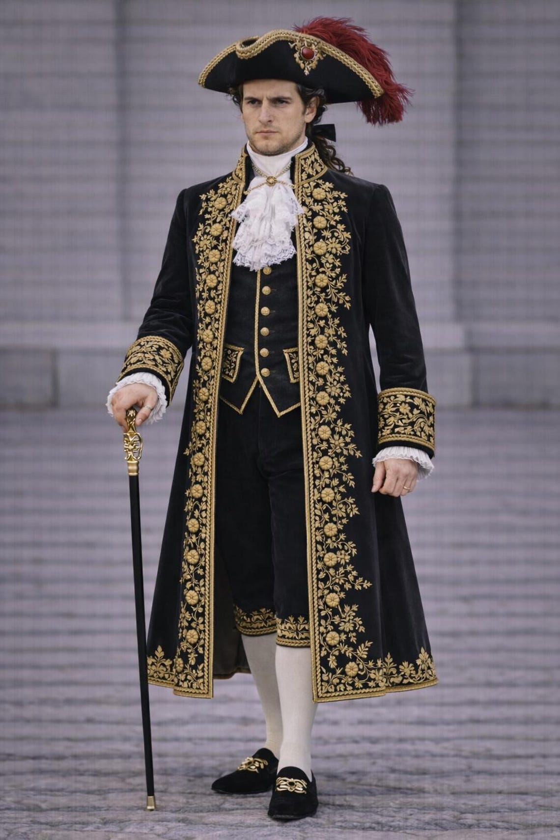 Baroque Rococo Men's Suit | Black Velvet 18th Century Captain Costume ...