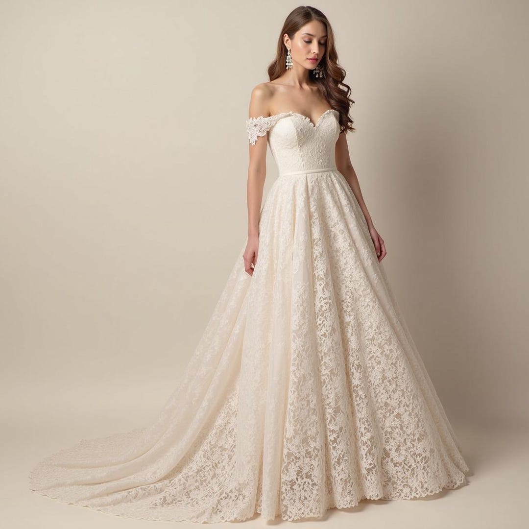 Enchanting Lace Wedding Dress A Line Wedding Dresses, Sweetheart Neck ...