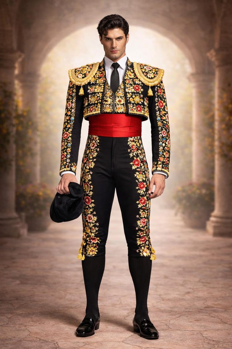 Embroidered Matador Suit – Black & Gold Toreador Outfit, Couture ...