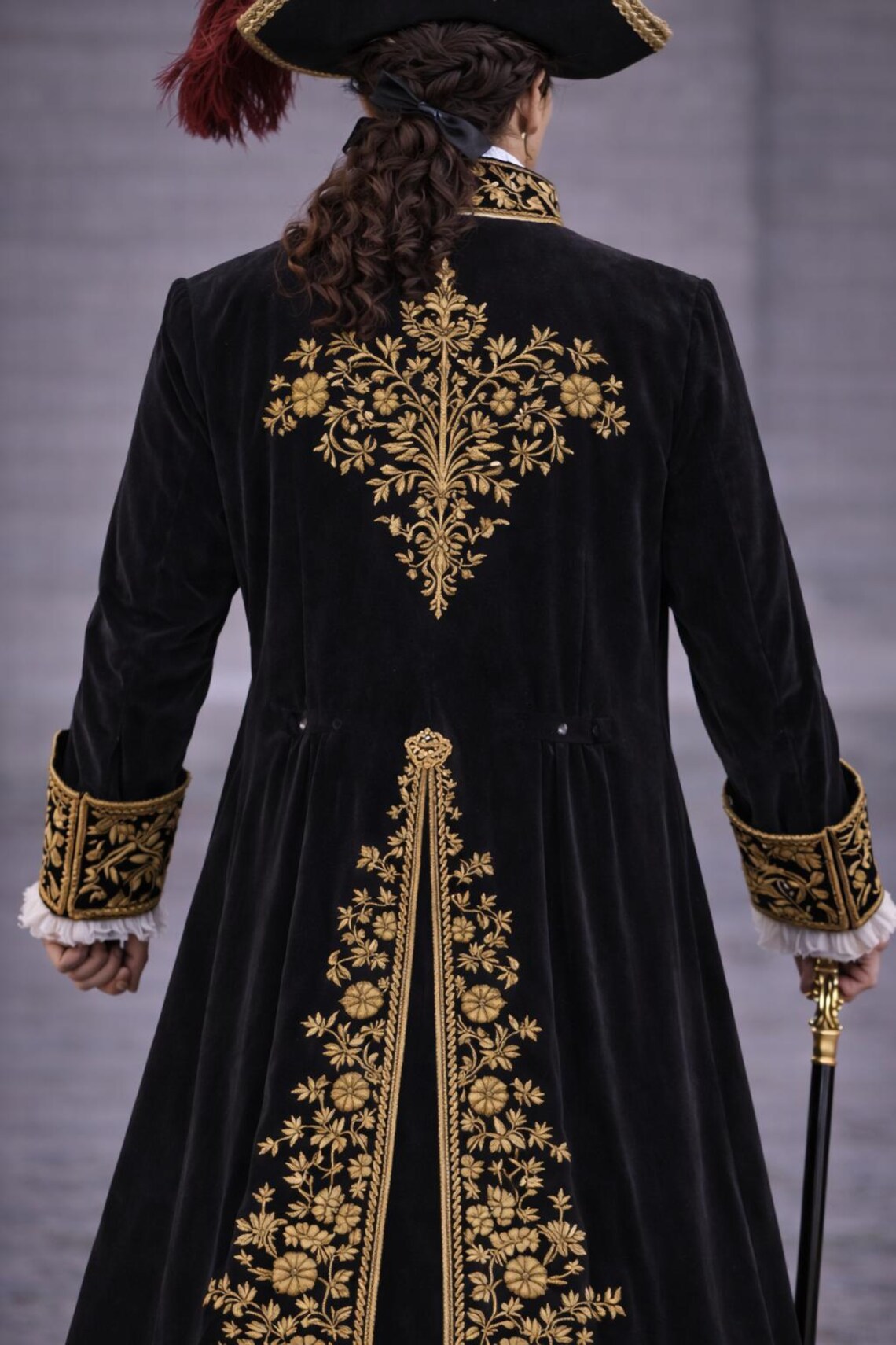 Baroque Rococo Men's Suit | Black Velvet 18th Century Captain Costume ...