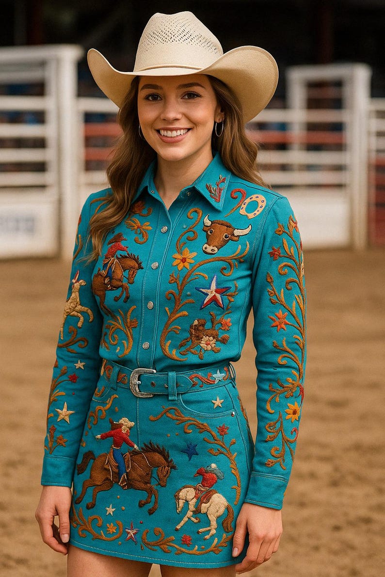Rodeo Queen Embroidered Western Skirt Dress Custom Cowgirl Western ...