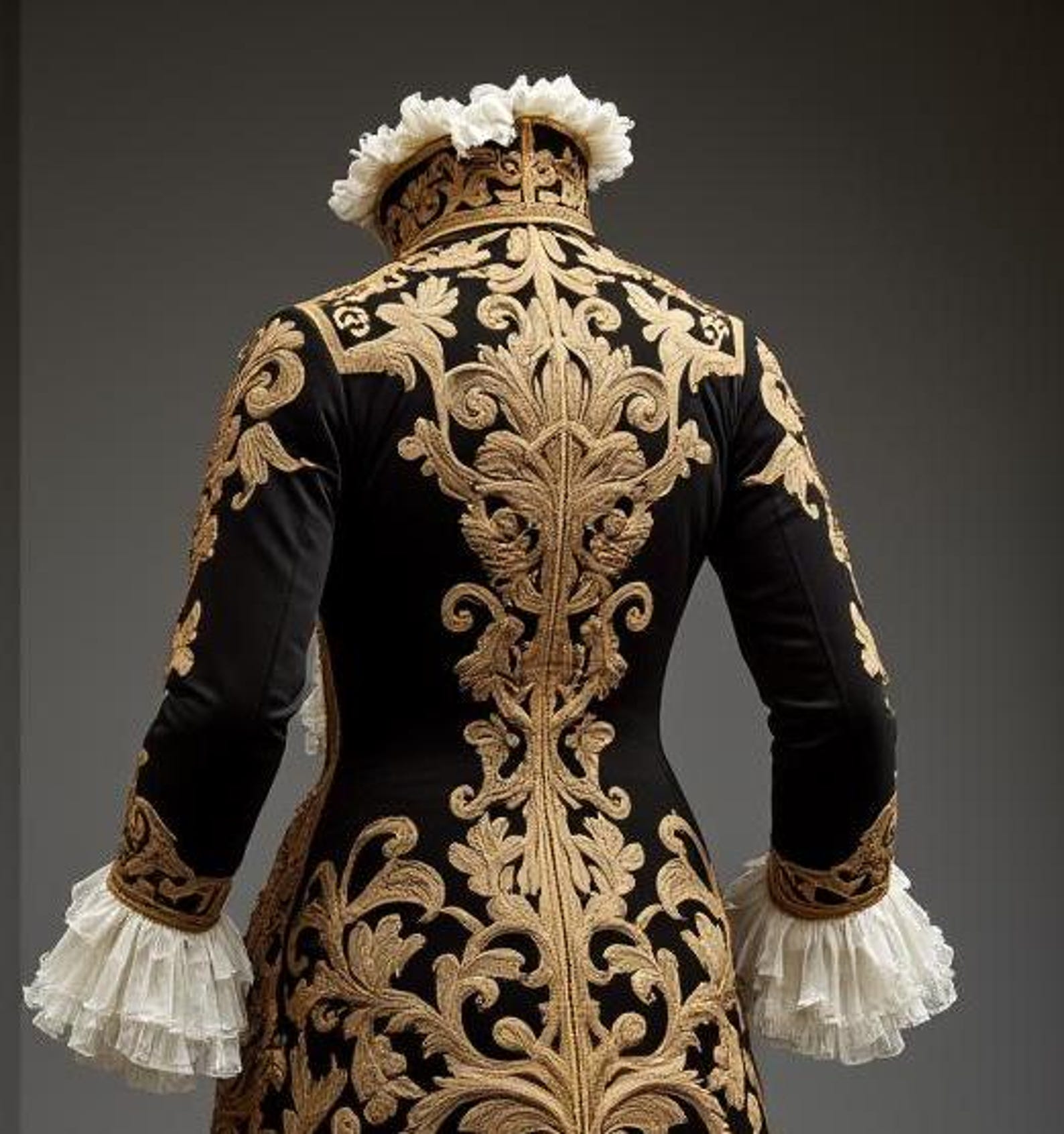 Customized Men Rococo Baroque Long Coat Only Historical Clothing Black Velvet Cosplay Gala Event ...