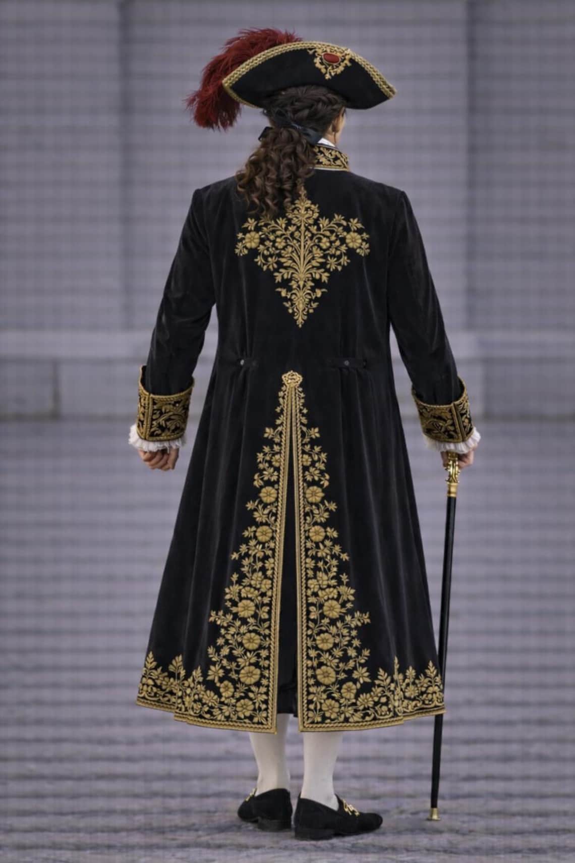 Baroque Rococo Men's Suit | Black Velvet 18th Century Captain Costume ...