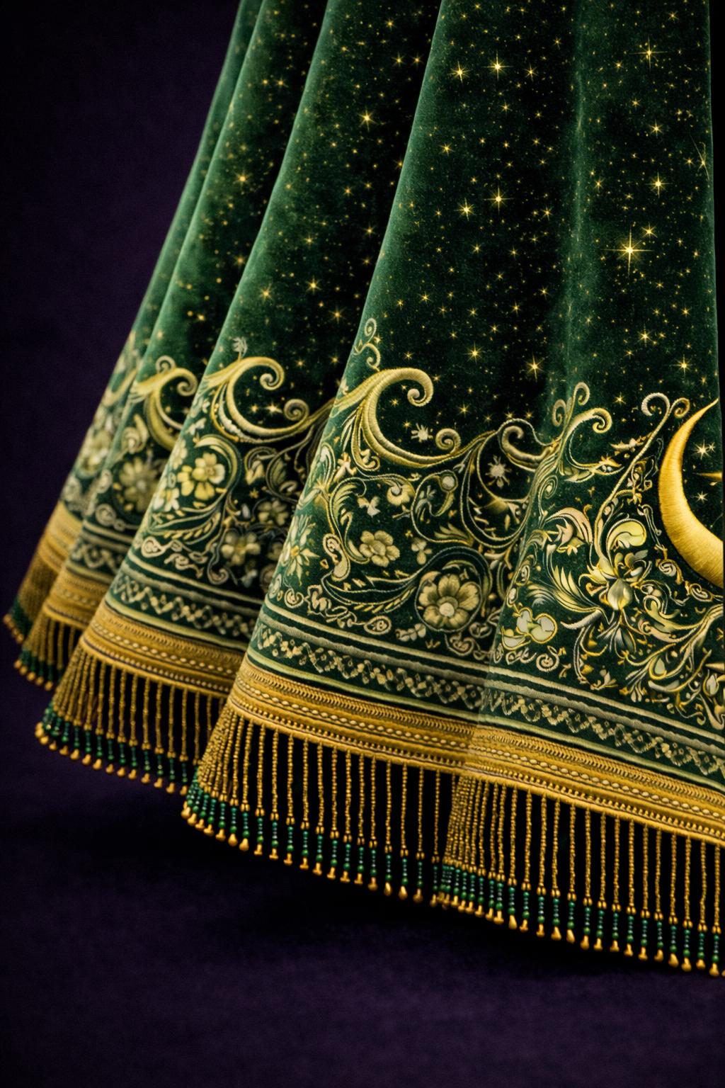 Emerald Green Velvet Hooded Cloak | Gold Embroidery, Celestial Cape - Etsy