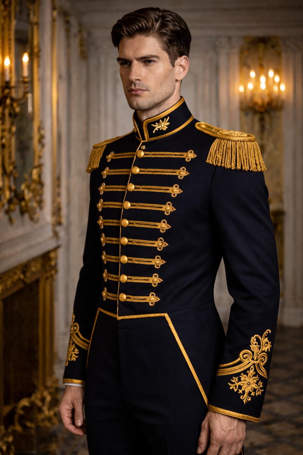 Hussar Suit – Men's Black & Gold Military Uniform, Ceremonial Coat and ...