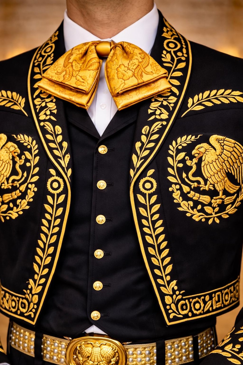 Hand-embroidered Black Cotton Mariachi Suit | Custom Charro Outfit - Etsy