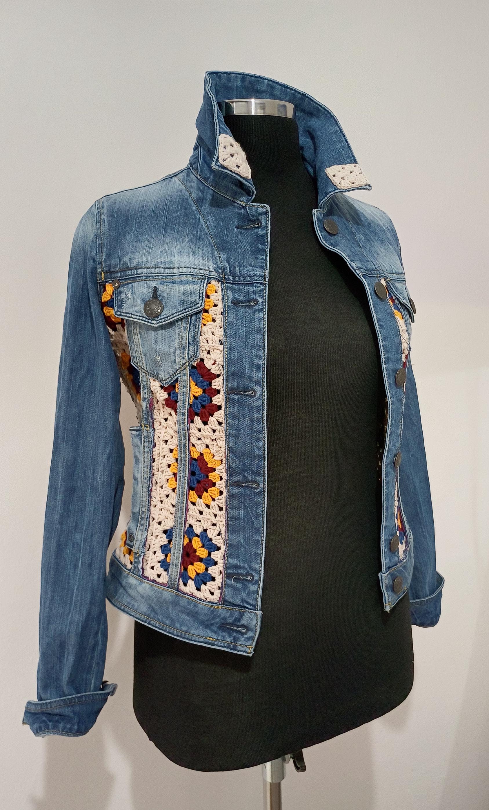 Custom Sewn Hand Embroidered Jean Jacket, Handmade Upcycled Denim ...