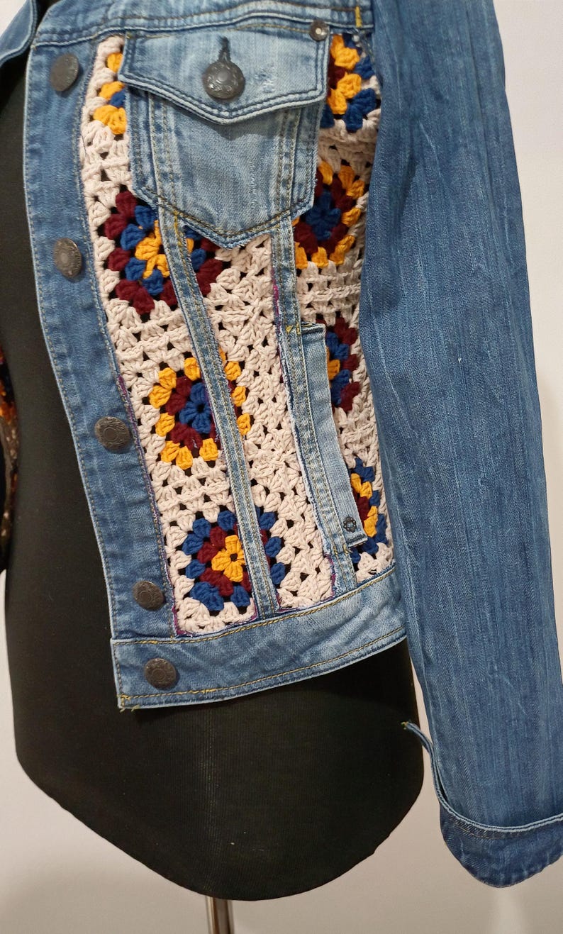 Custom Sewn Hand Embroidered Jean Jacket, Handmade Upcycled Denim ...