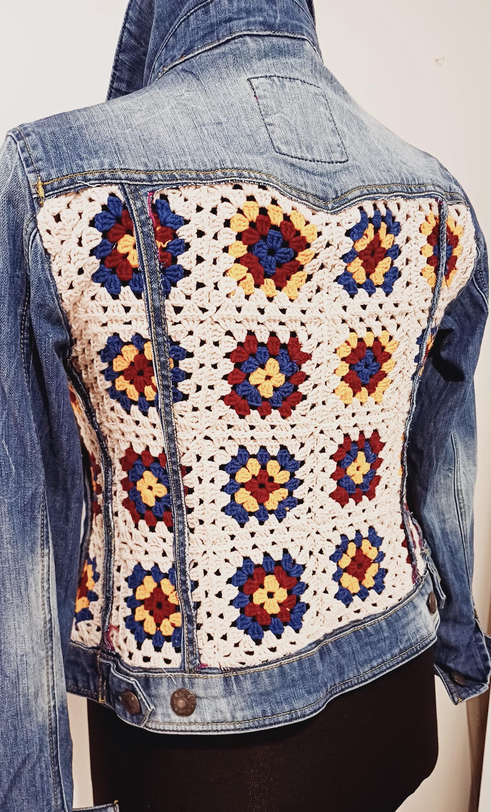 Custom Sewn Hand Embroidered Jean Jacket, Handmade Upcycled Denim ...