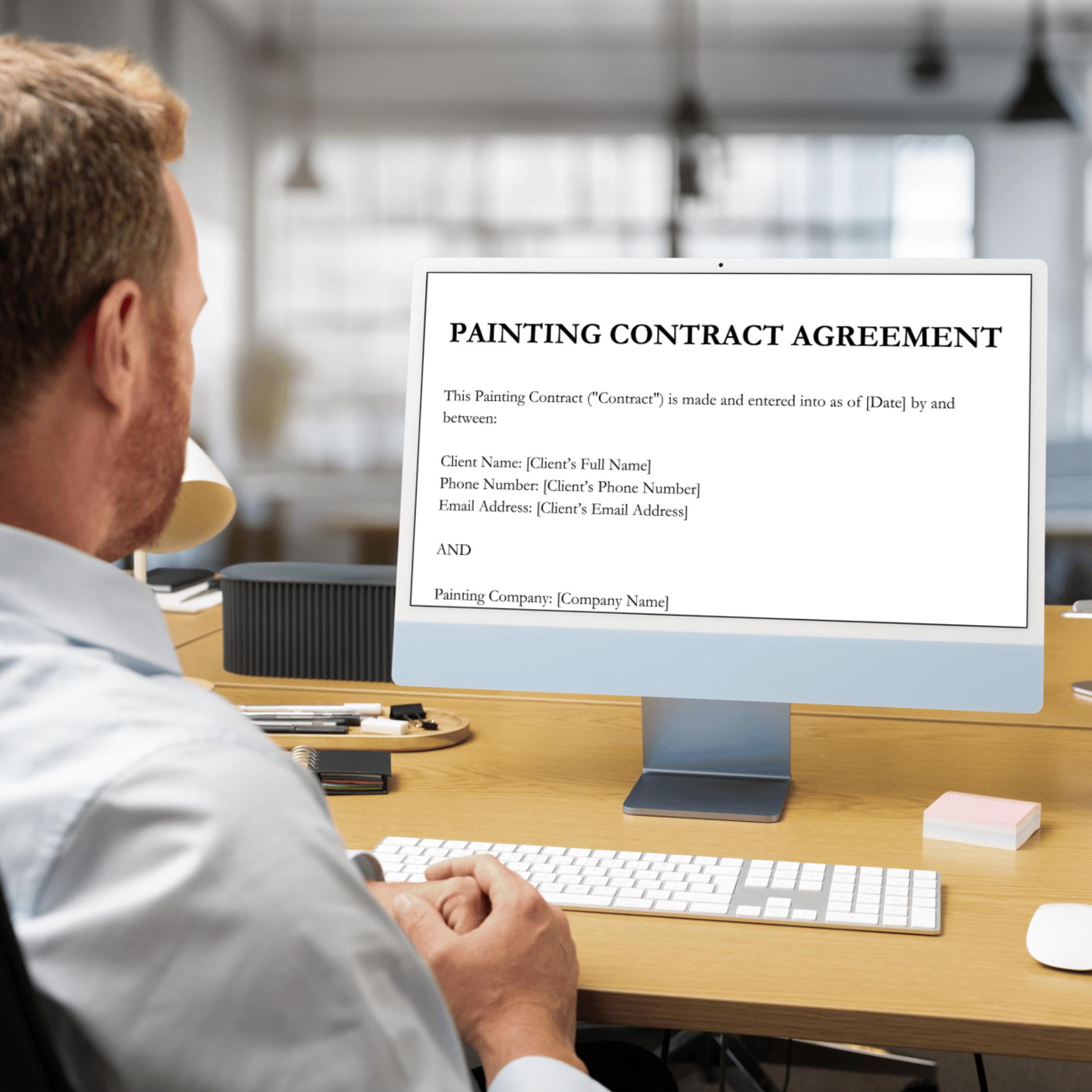 Custom Painting Contract Template for Small Businesses | Editable ...