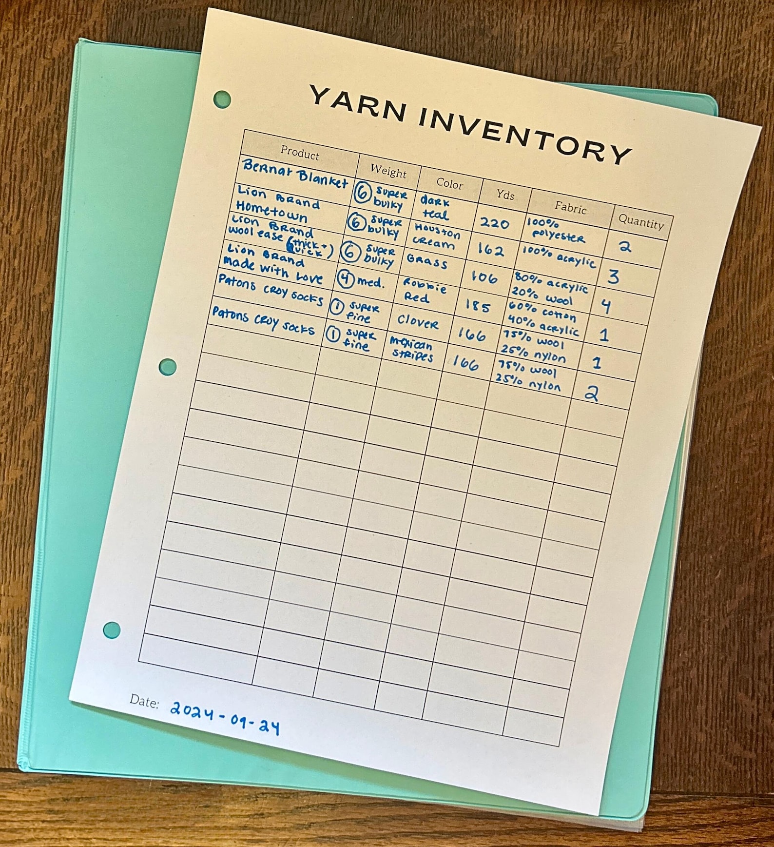 Yarn Inventory Tracker PDF, Printable Yarn Stash Organizer for Knitters ...