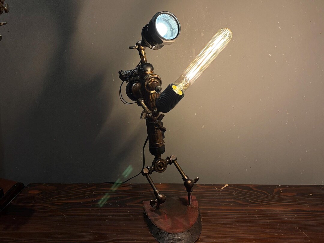 Eclipse: Antique Flashlight Robot Lamp With Vintage Electric Meter and ...