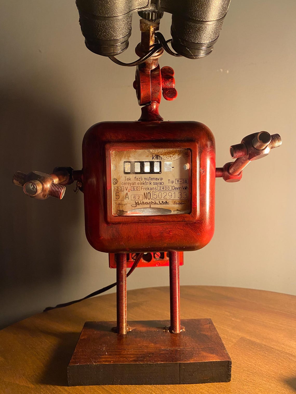 Volt: Vintage Electricity Meter Robot Lamp With Toy Binocular Lights - Etsy