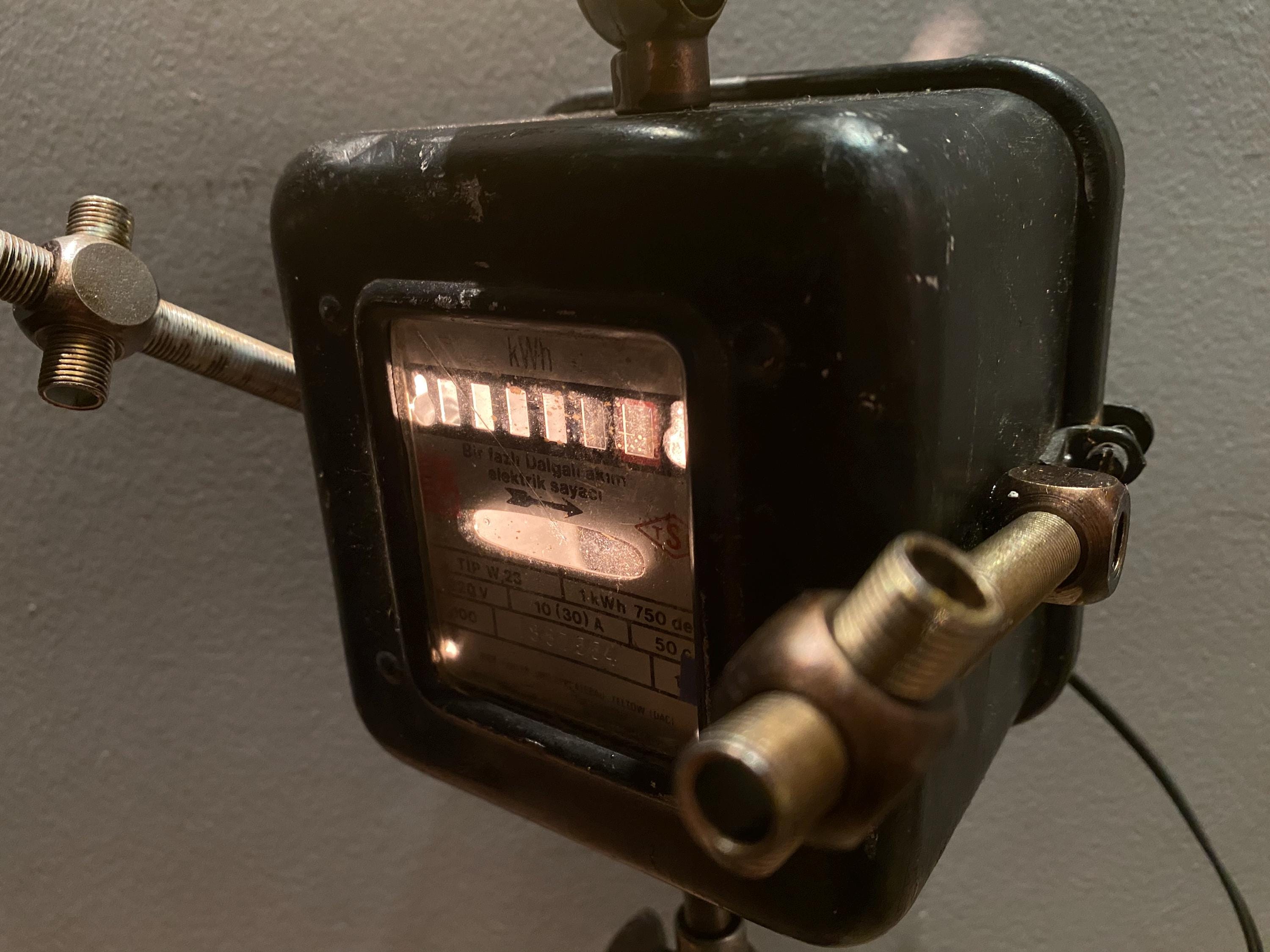 Spark: Antique Electric Meter Lamp With Retro German Bicycle Headlight ...