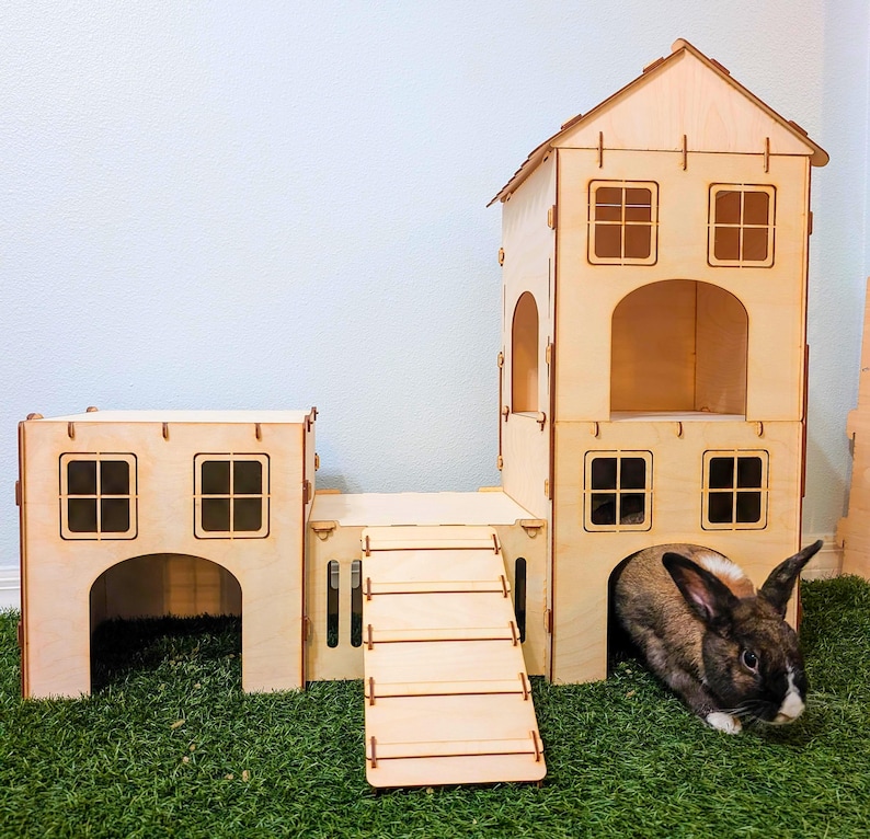 Bunny Bungalow Mini and XL - Modular Wooden Bunny House, Rabbit Hideout ...