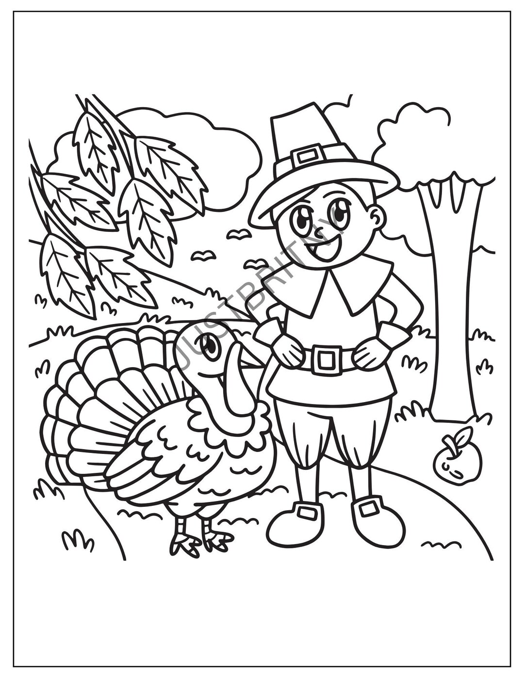 Thanksgiving November Turkey Coloring Pages 25 Pages Digital Download ...