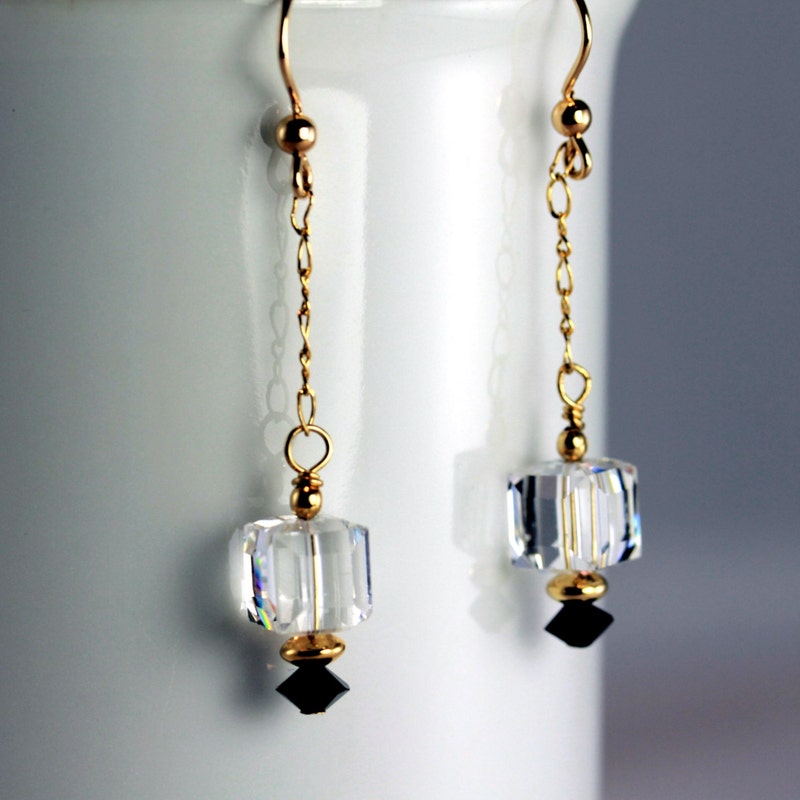 Crystal Chain Earrings - Etsy