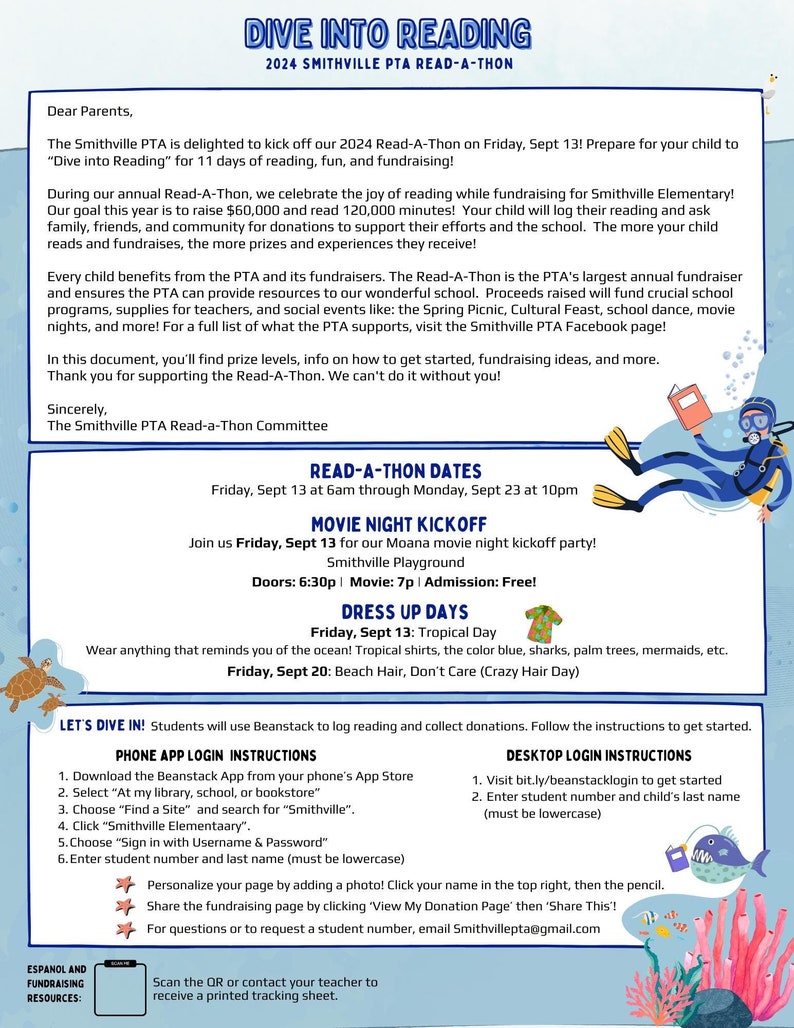Ocean Themed Reading Fundraising Campaign! Dive Into Reading! - Etsy