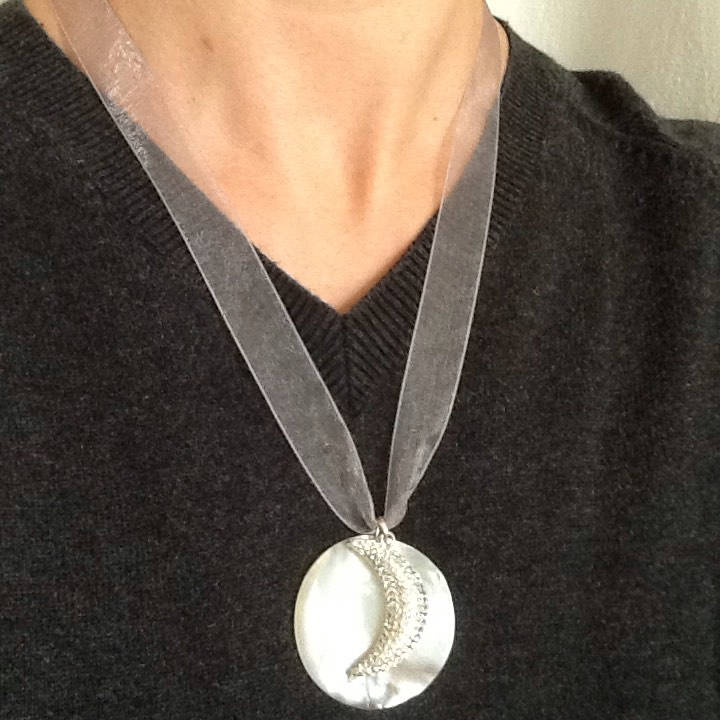 Celeste Stacked Crescent Moon and Shell Disk on Silver - Etsy