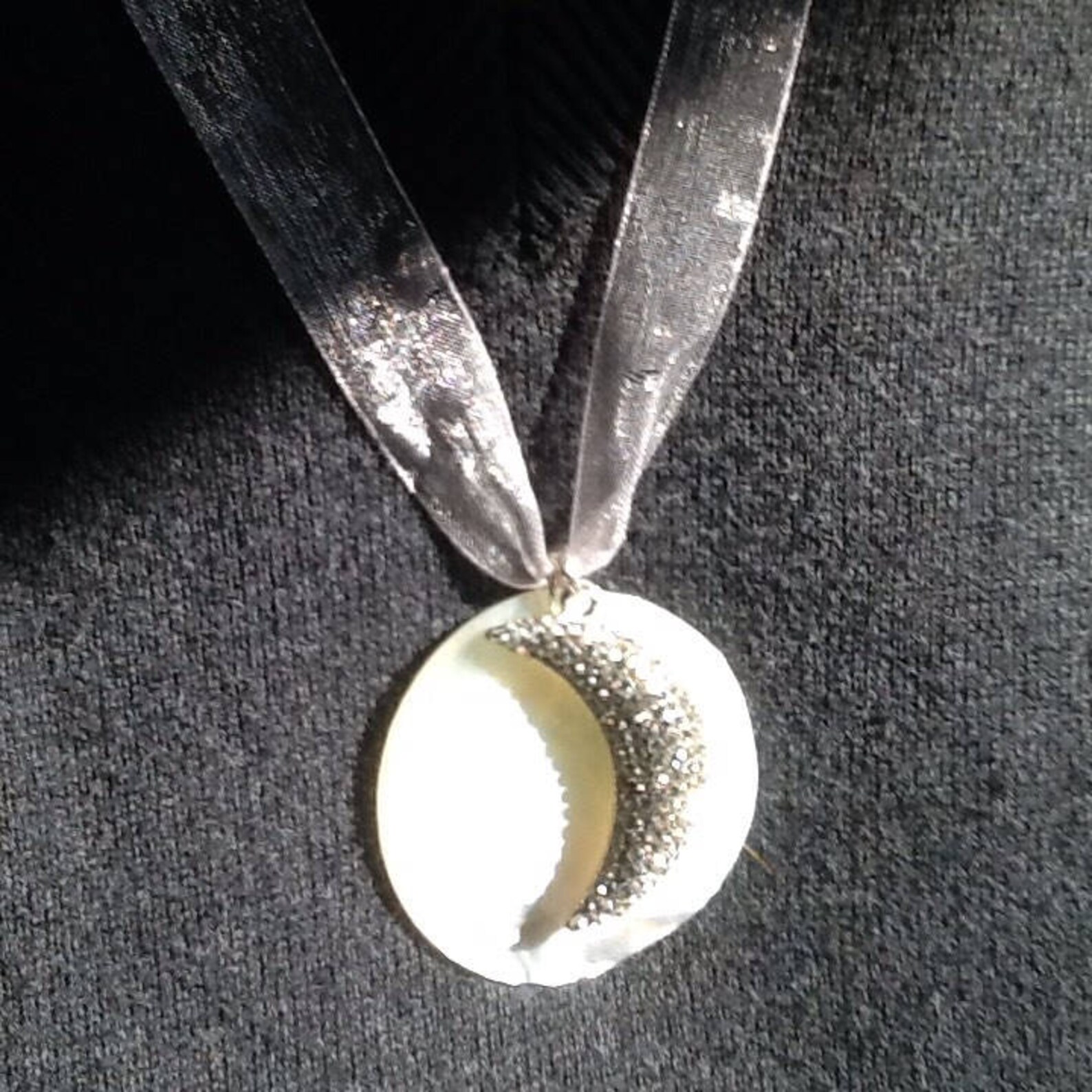 Celeste Stacked Crescent Moon and Shell Disk on Silver - Etsy