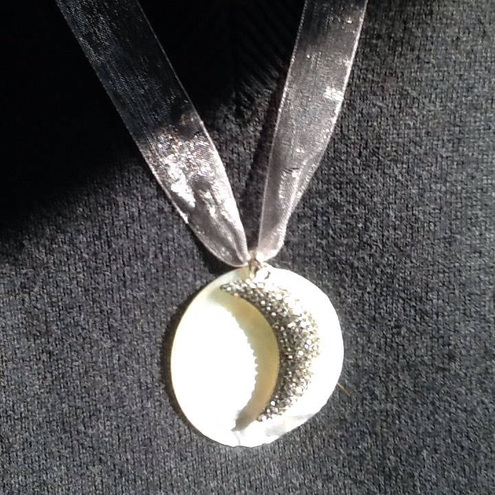 Celeste Stacked Crescent Moon and Shell Disk on Silver - Etsy