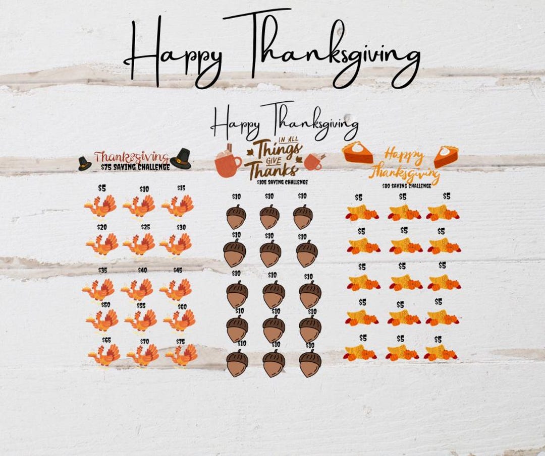 Thanksgiving Challenges/ Turkey Saving Challenges/ Acorn Saving ...