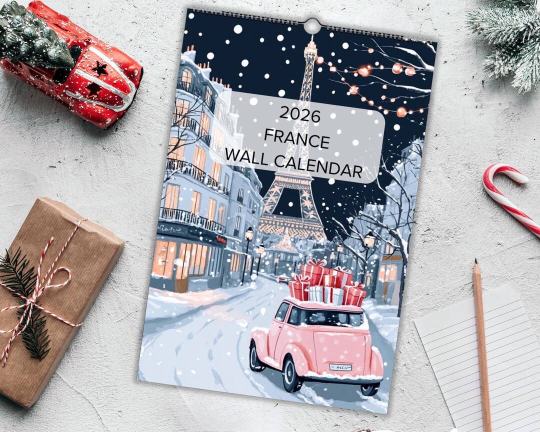 2026 France Wall Calendar, Illustrated Paris Travel Art Calendar, Eco ...