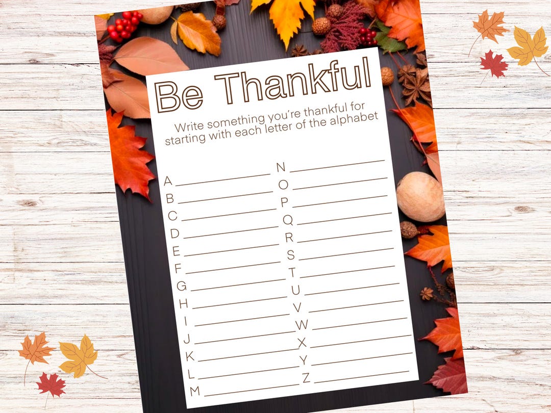 I’m Thankful Alphabet Thanksgiving Classroom Fall Party Game Worksheet ...