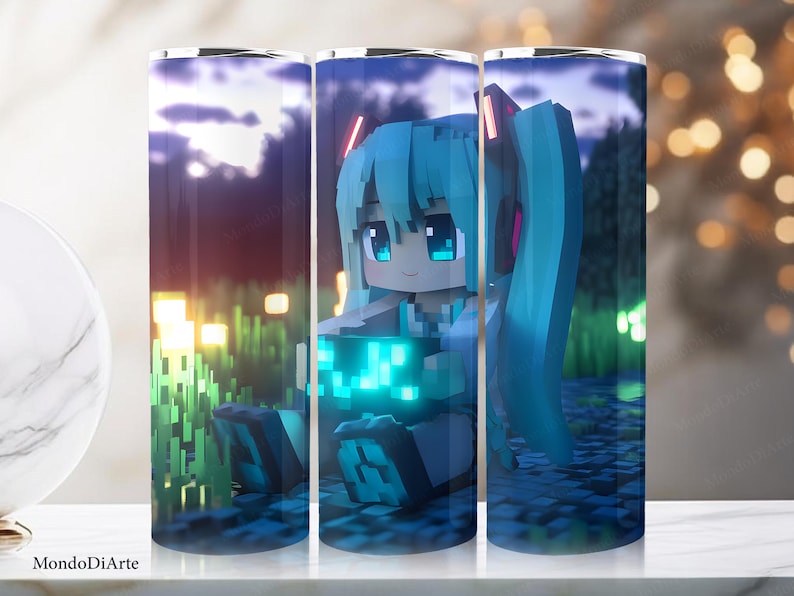 Hatsune Miku Tumbler Wrap 20oz Skinny Tumbler Sublimation Designs Miku Tumbler Png Wrap Miku