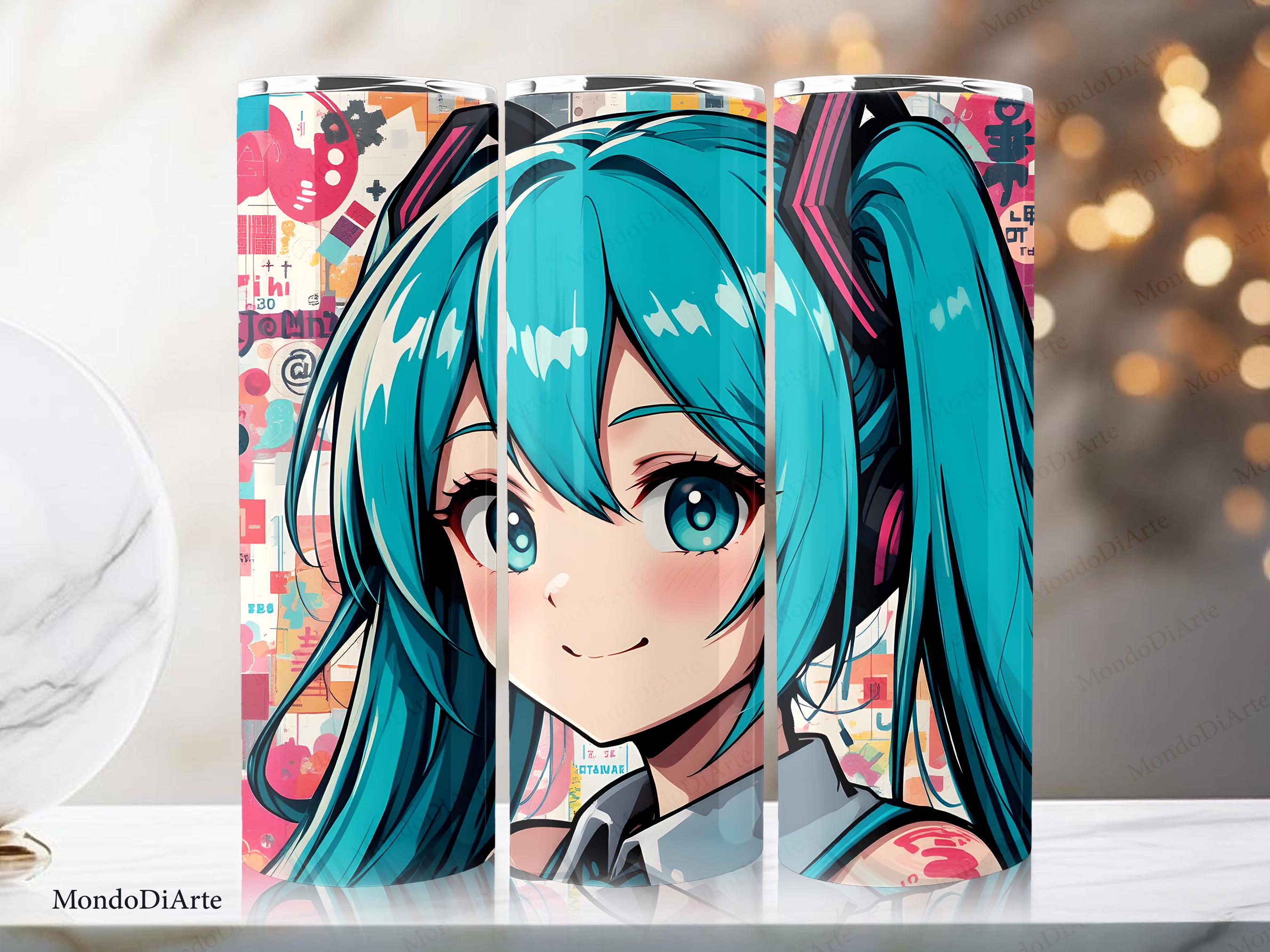 Hatsune Miku Tumbler Wrap Graffiti Style, 20oz Skinny Tumbler ...