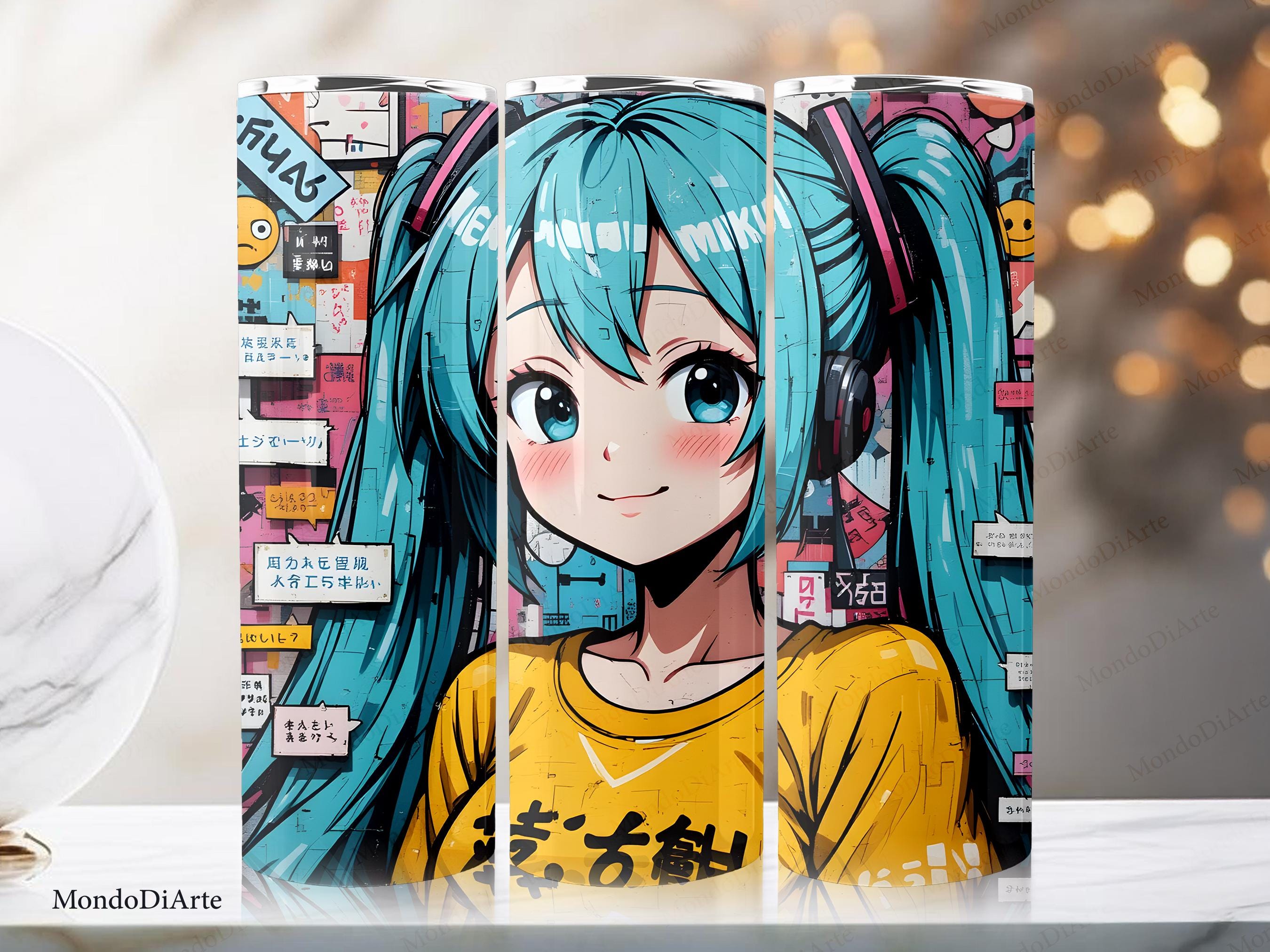 Hatsune Miku Tumbler Wrap Graffiti Style, 20oz Skinny Tumbler ...