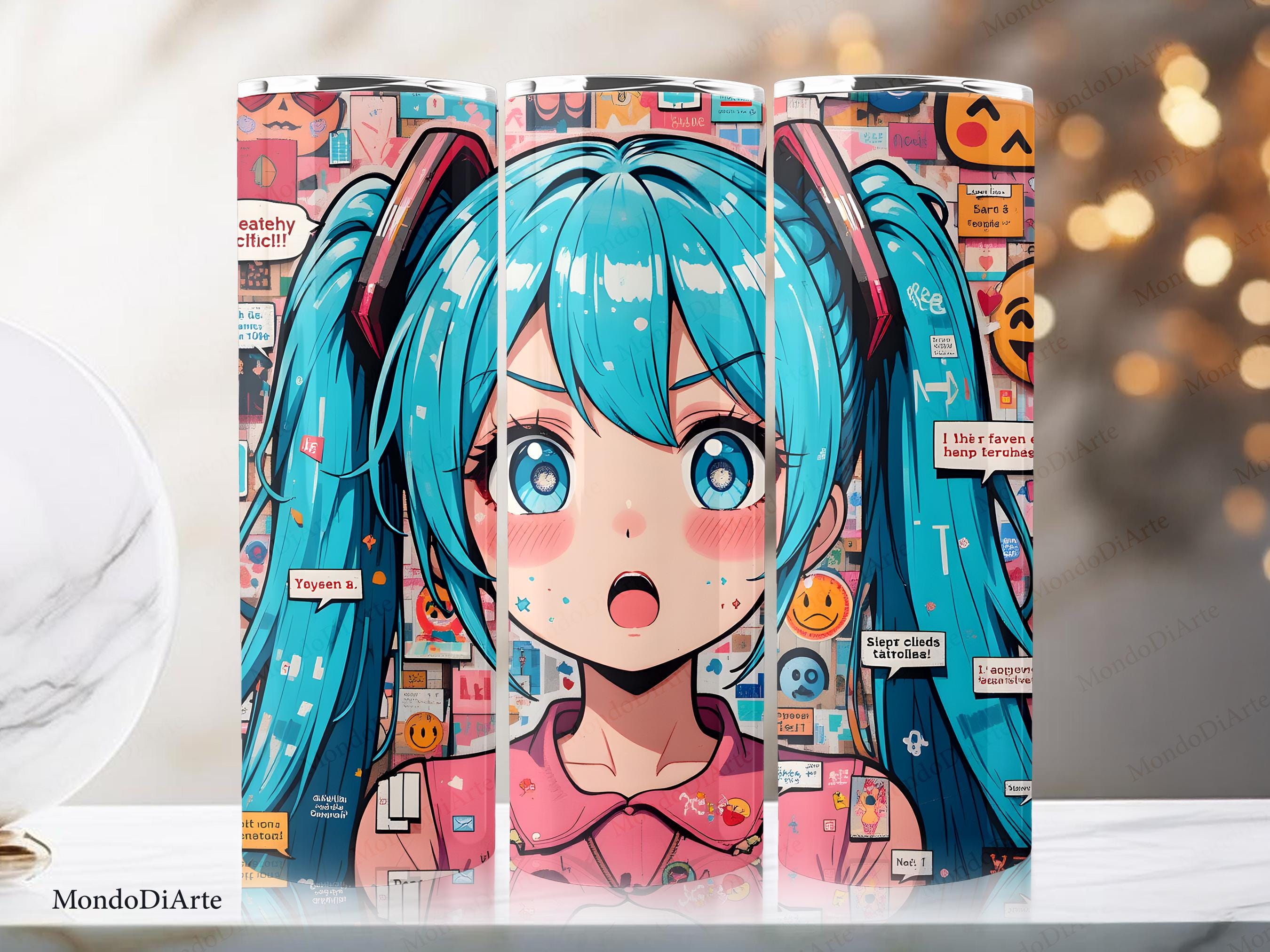Hatsune Miku Tumbler Wrap Graffiti Style, 20oz Skinny Tumbler ...