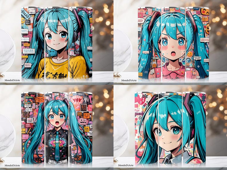 Hatsune Miku Tumbler Wrap Graffiti Style, 20oz Skinny Tumbler ...