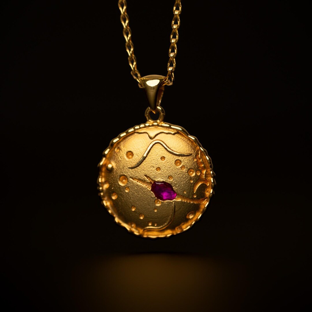 Mars Necklace - the Martian Ember - Inspired by the Solar System - 18K ...