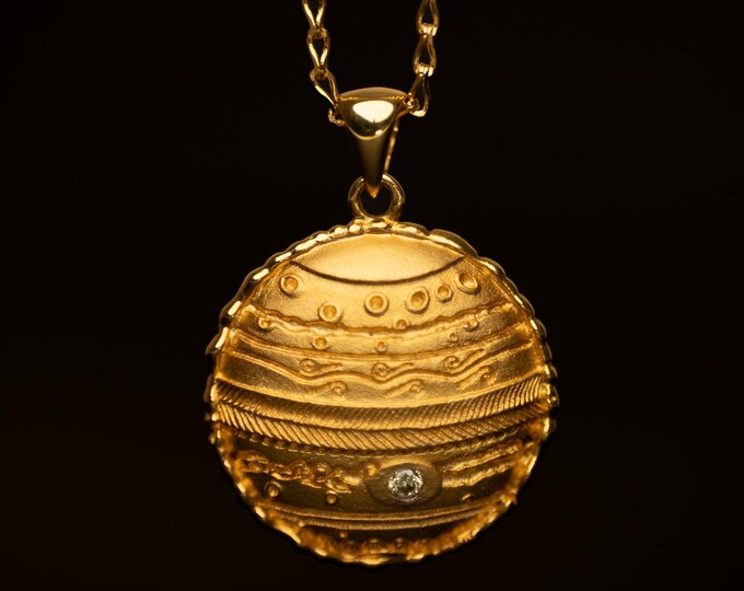Jupiter Pendant Necklace - Inspired by the Solar System - 18K Gold ...