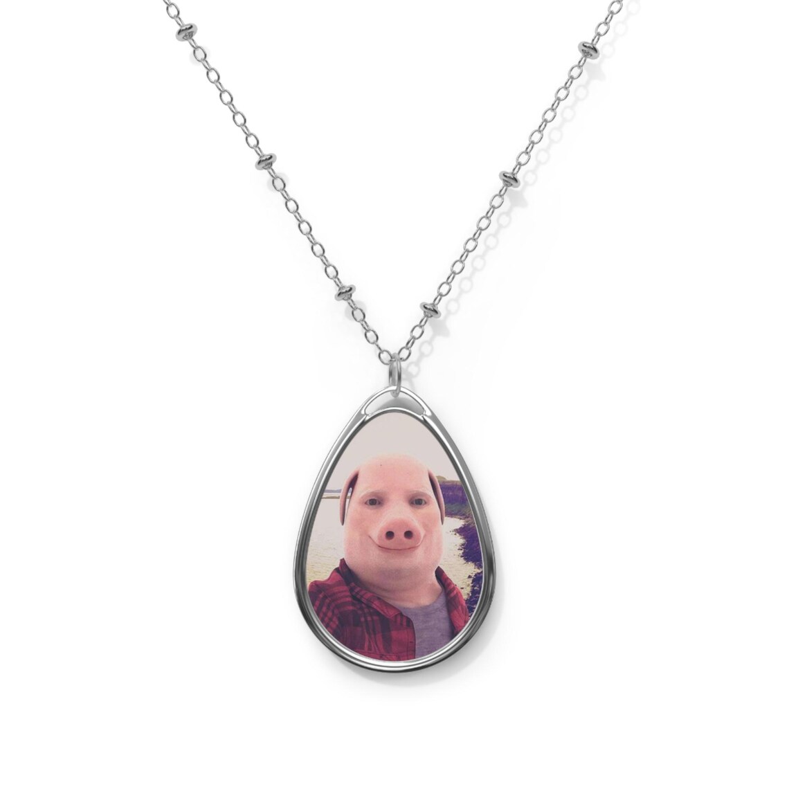 Oval Necklace | John Pork | Meme | - Etsy