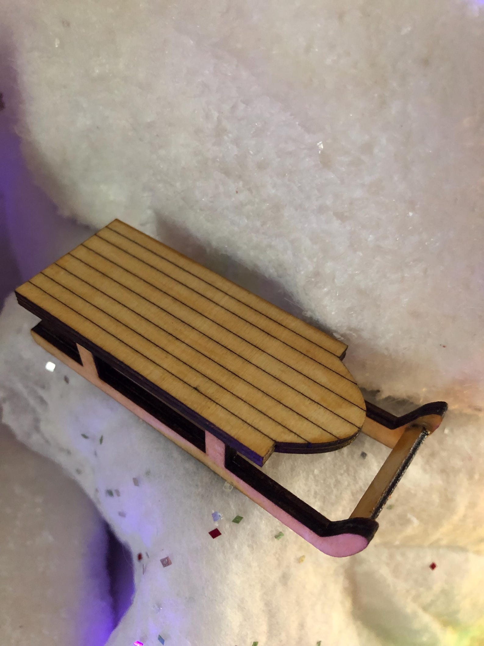 1/12 Miniature Wooden Sled for Dollhouse and Miniature Scenes | Winter ...