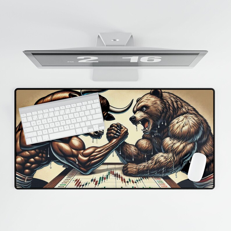 Stock Market Bear Vs Bull Desk Mat Wall Street Day Trader Investor ...