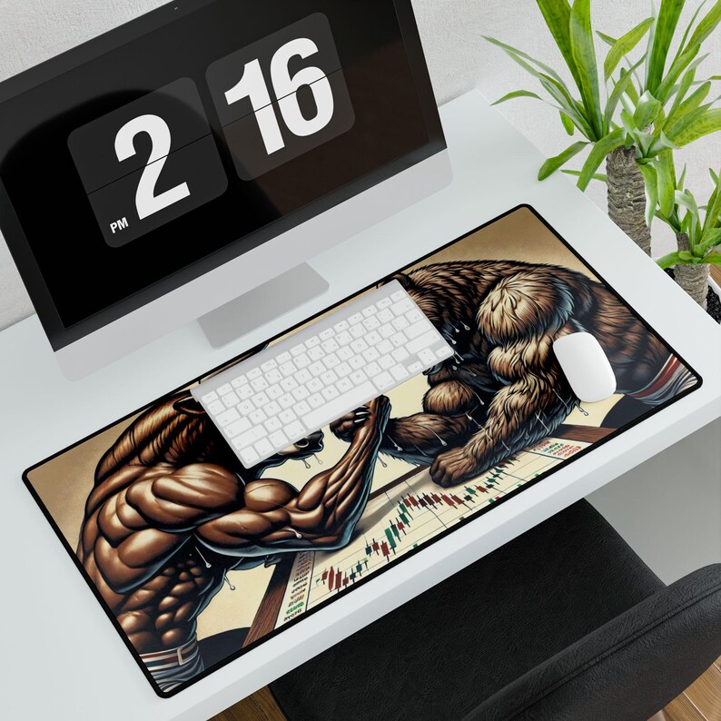 Stock Market Bear Vs Bull Desk Mat Wall Street Day Trader Investor ...