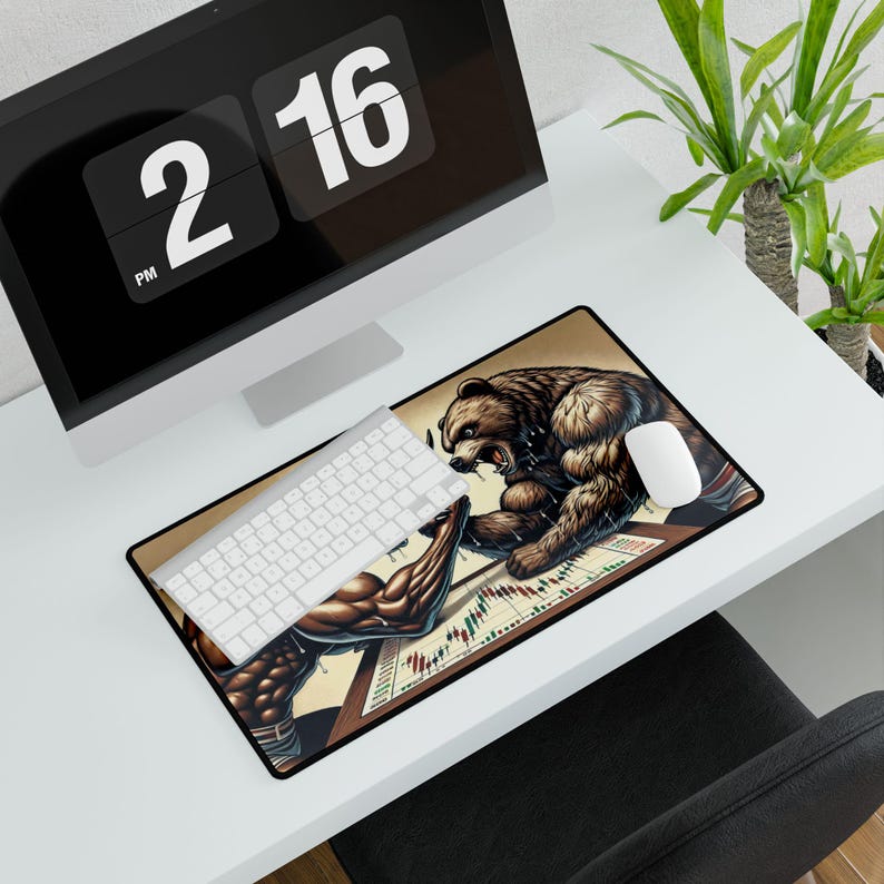 Stock Market Bear Vs Bull Desk Mat Wall Street Day Trader Investor ...