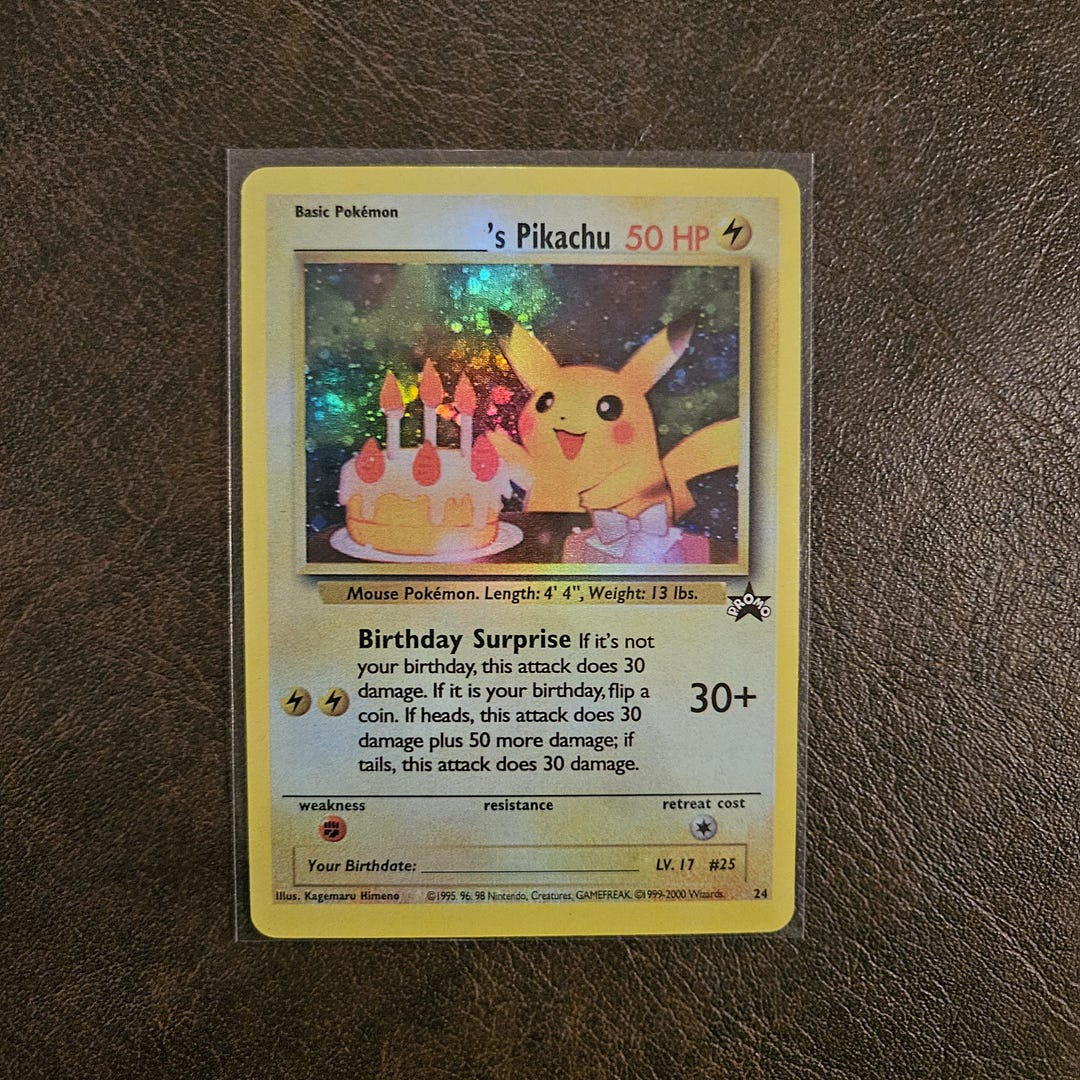 Proxy Birthday Pikachu #24 Promo Pokemon Card - Etsy