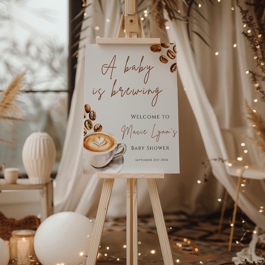 A Baby is Brewing Welcome Sign Template, Baby Shower Welcome Sign ...
