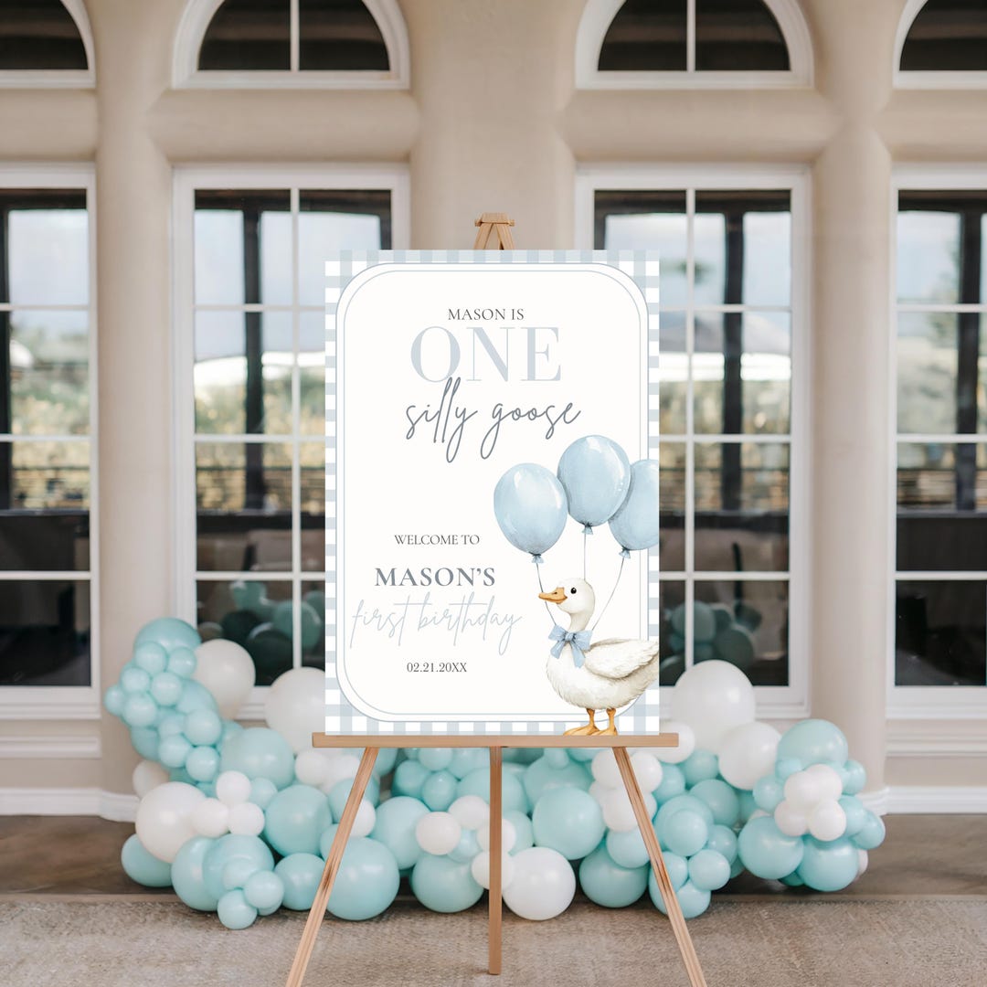 One Silly Goose Welcome Sign Boy, Silly Goose 1st Birthday Sign, Boy ...