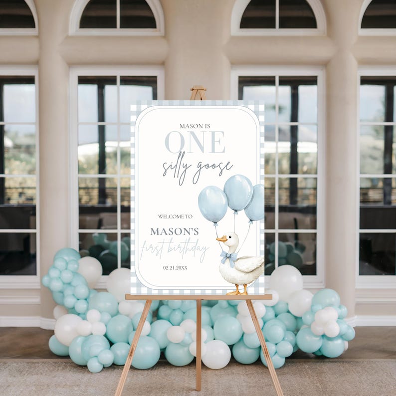 One Silly Goose Welcome Sign Boy, Silly Goose 1st Birthday Sign, Boy ...