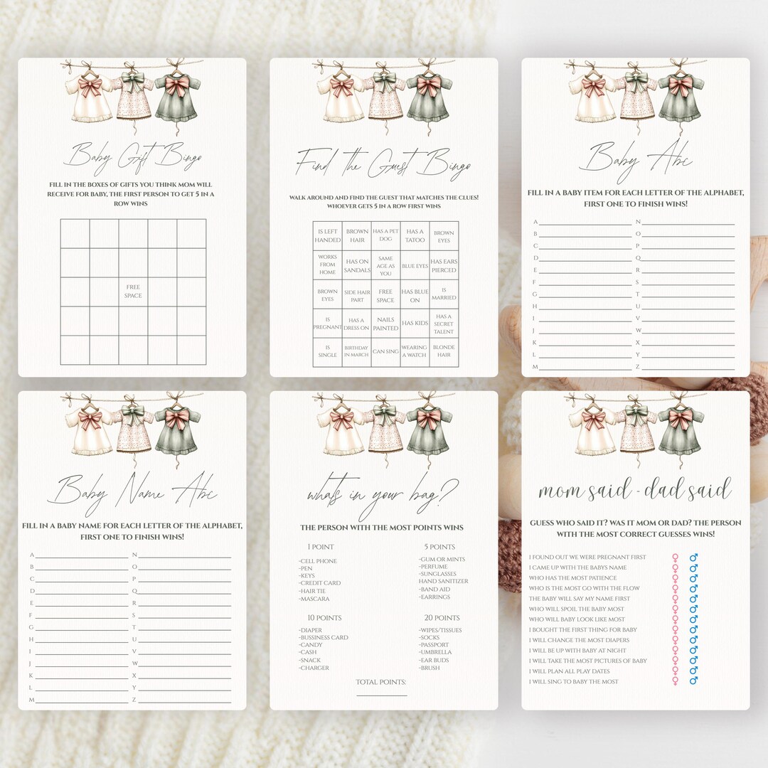 Merry Little Christmas Baby Shower Games Bundle, Editable Winter Baby ...